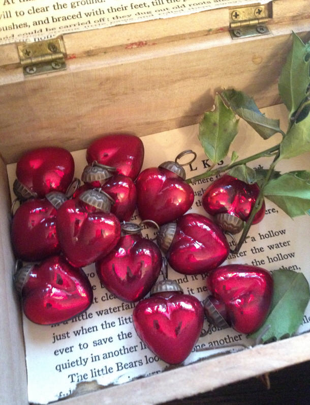 Small Red Glass Hearts